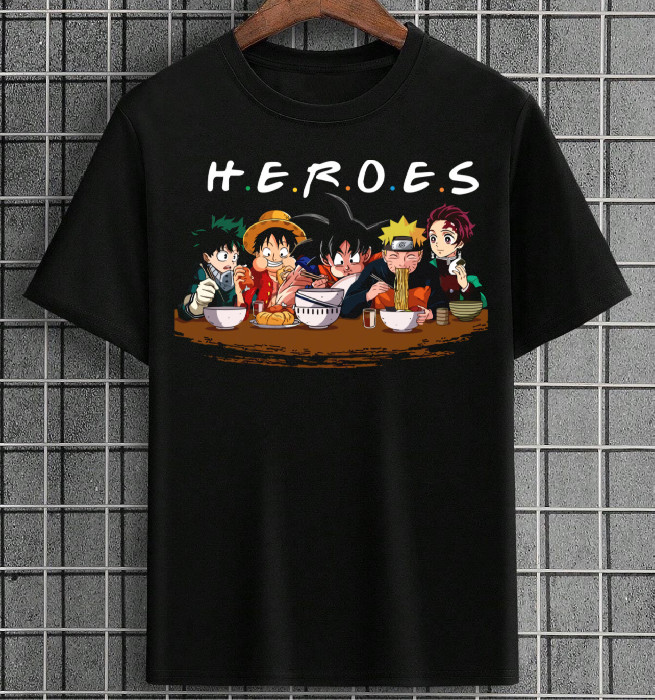 Playera color (Negro lisa) con estampado de Anime :: anemik ego