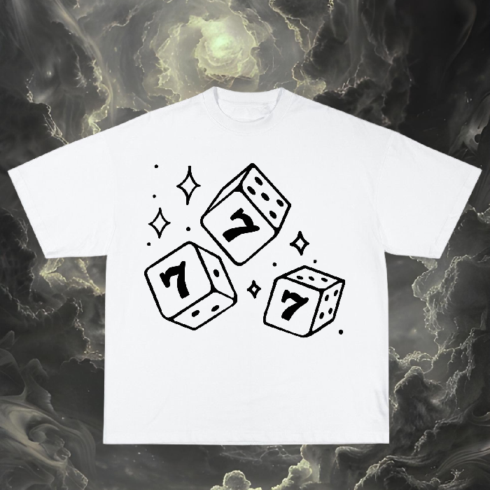 Playera color (Blanca lisa) con estampado de Dados 777 :: anemik ego