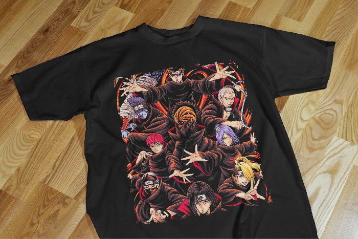 Playera color (Negro lisa) con estampado de Akatsuki :: anemik ego