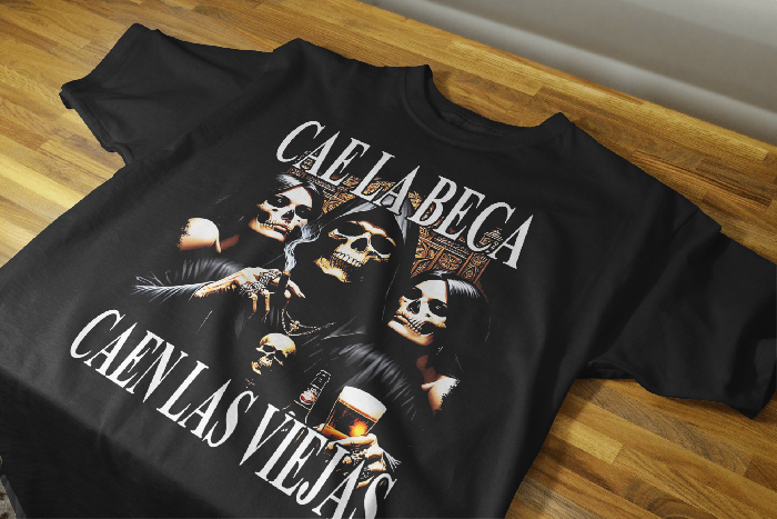 Playera color (Negro lisa) con estampado de Calacas Chidas :: anemik ego