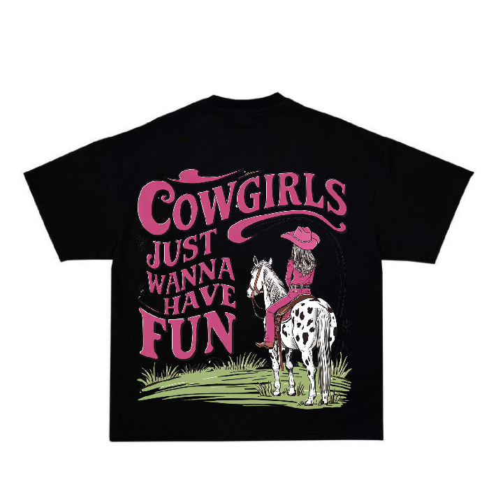 Playera color (Negra) lisa con estampado de COWGIRLS :: anemik ego