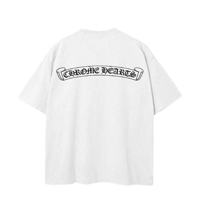 Playera color (Blanca) lisa con estampado de Crome hearts :: anemik ego