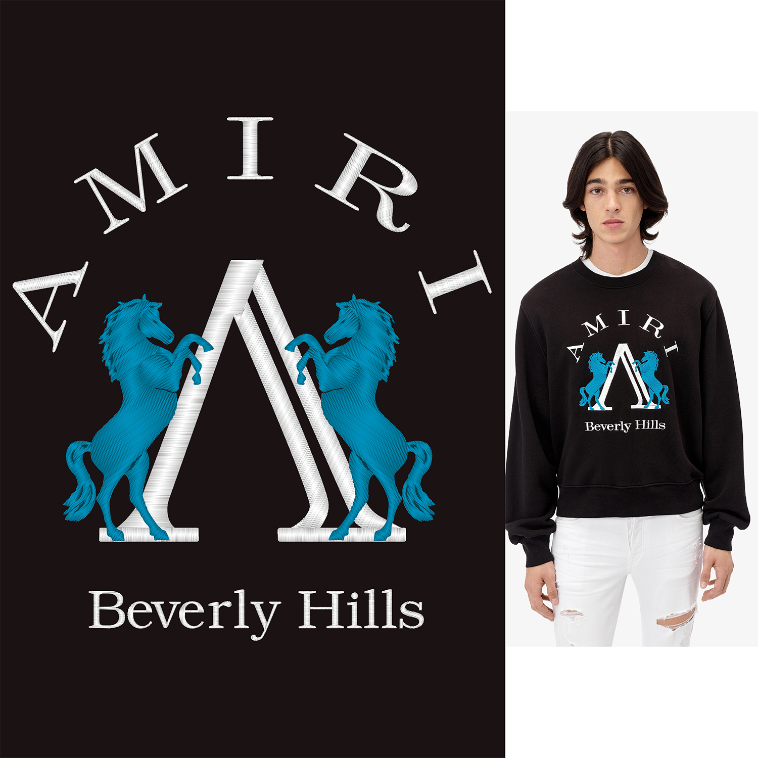 Playera color (Negra) lisa con estampado del AMIRI :: anemik ego